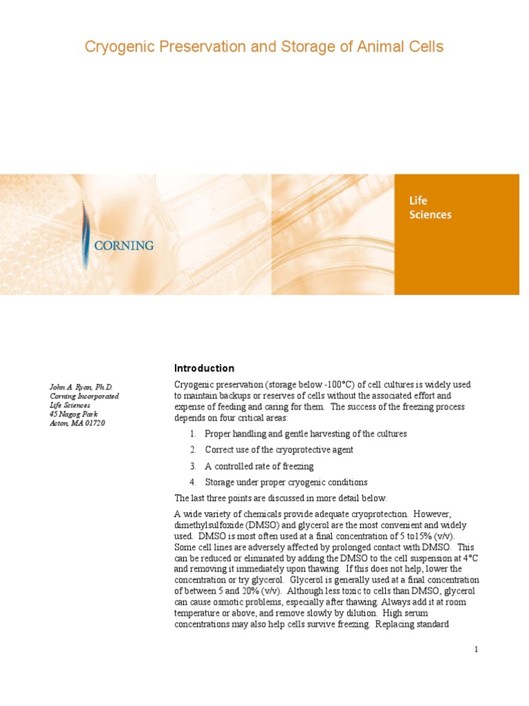 Cell Freezing Protocol | PDF