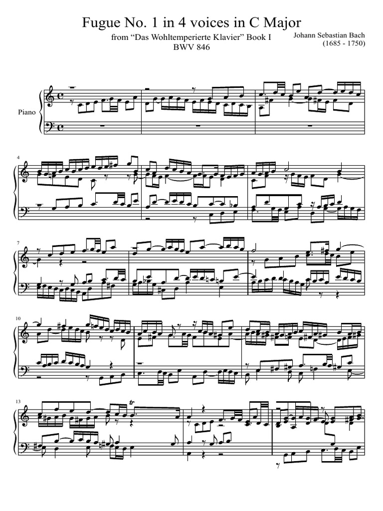 Fuga No. 1 BWV 846 in C Major | PDF | Compositions | Cantatas