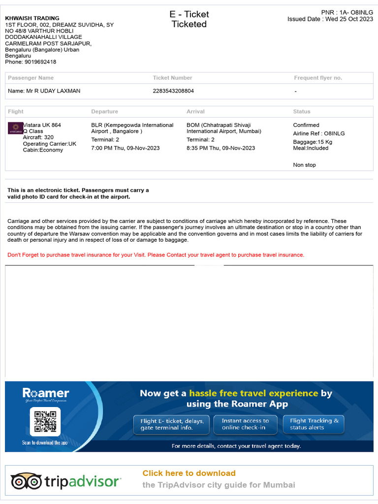 BLR To Mumbai 09 Nov | PDF | Airport | Civil Aviation