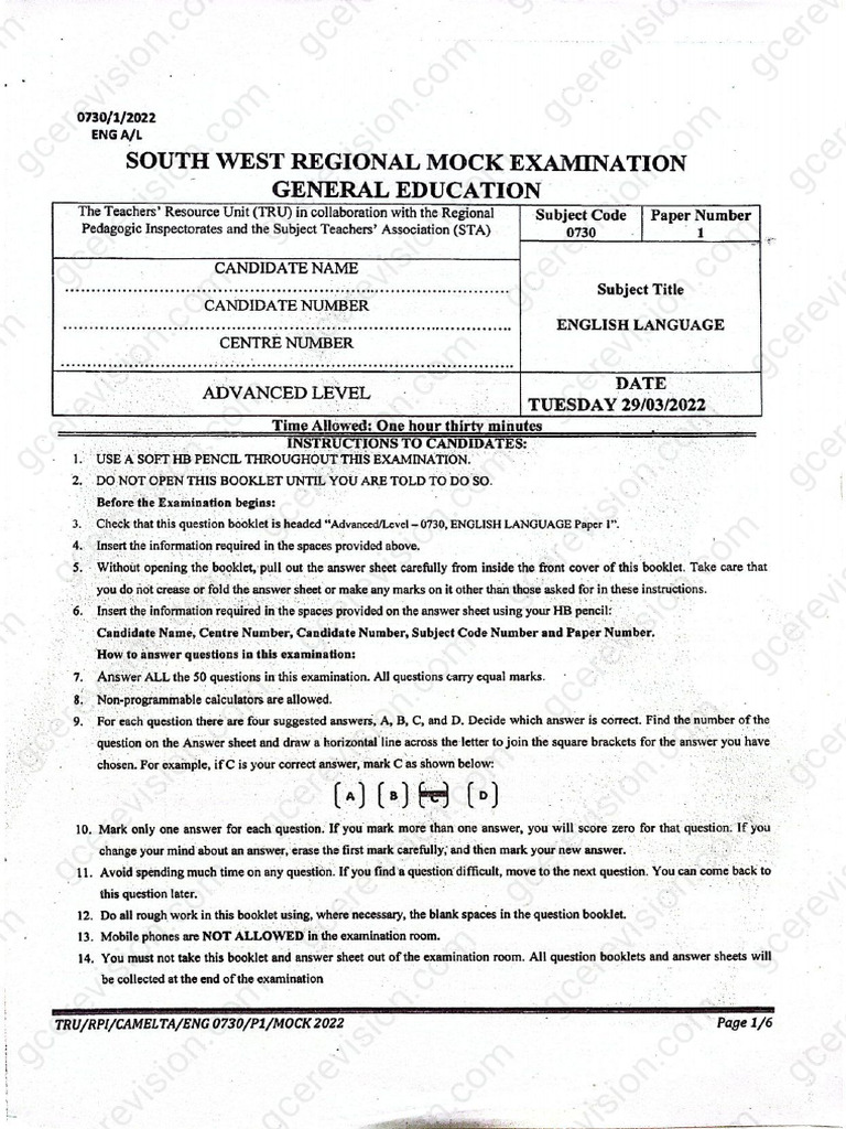Al Sw Mock 2022 English Language 1 Copy | PDF Al Sw Mock 2022 English Language 1 Copy | PDF