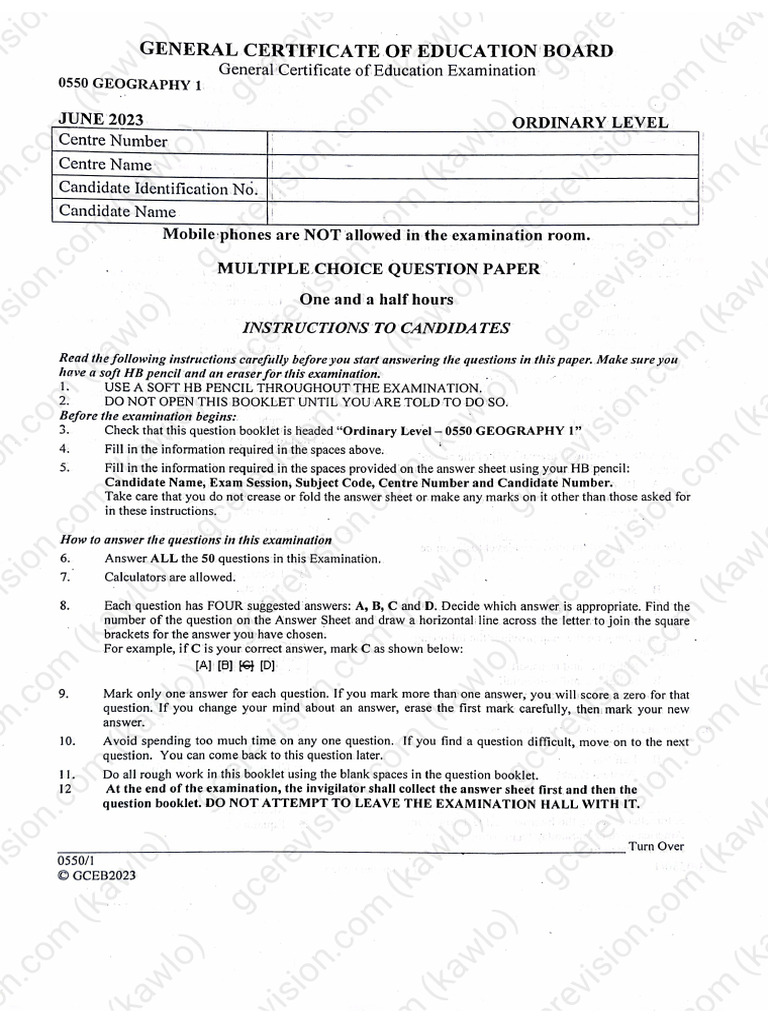 Ol 2023 Geography 1 | PDF