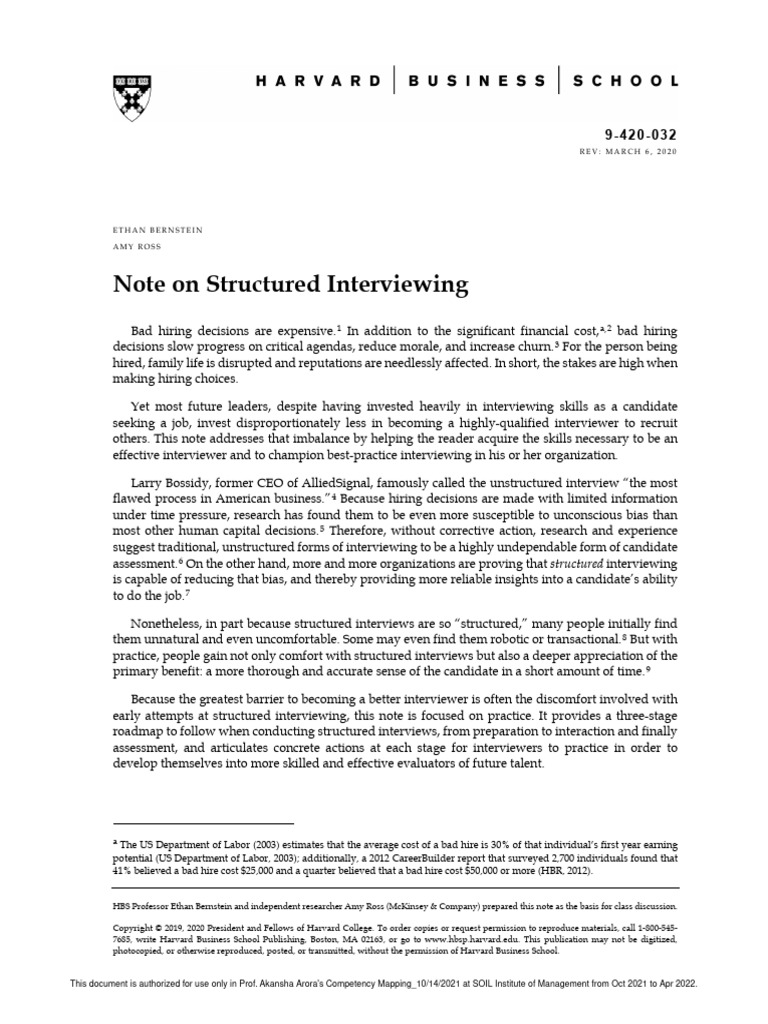 Note On Structured Interviewwing - COM | PDF | Bias | Interview
