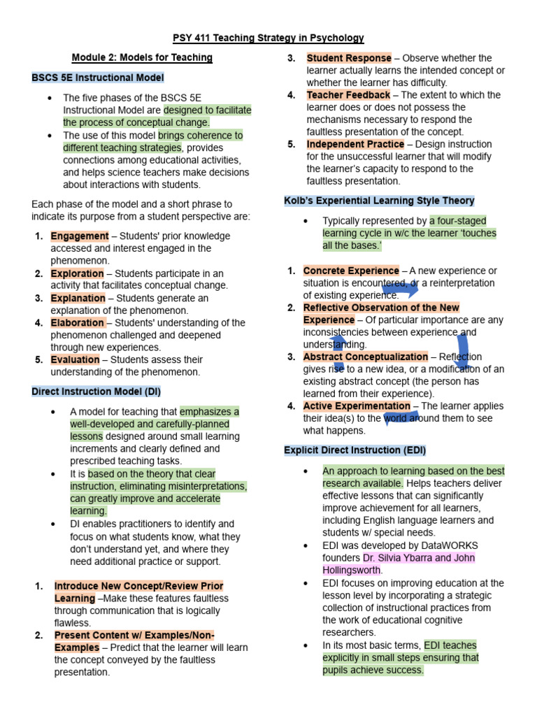 Teaching Models in Psychology Education | PDF | Learning | Teachers