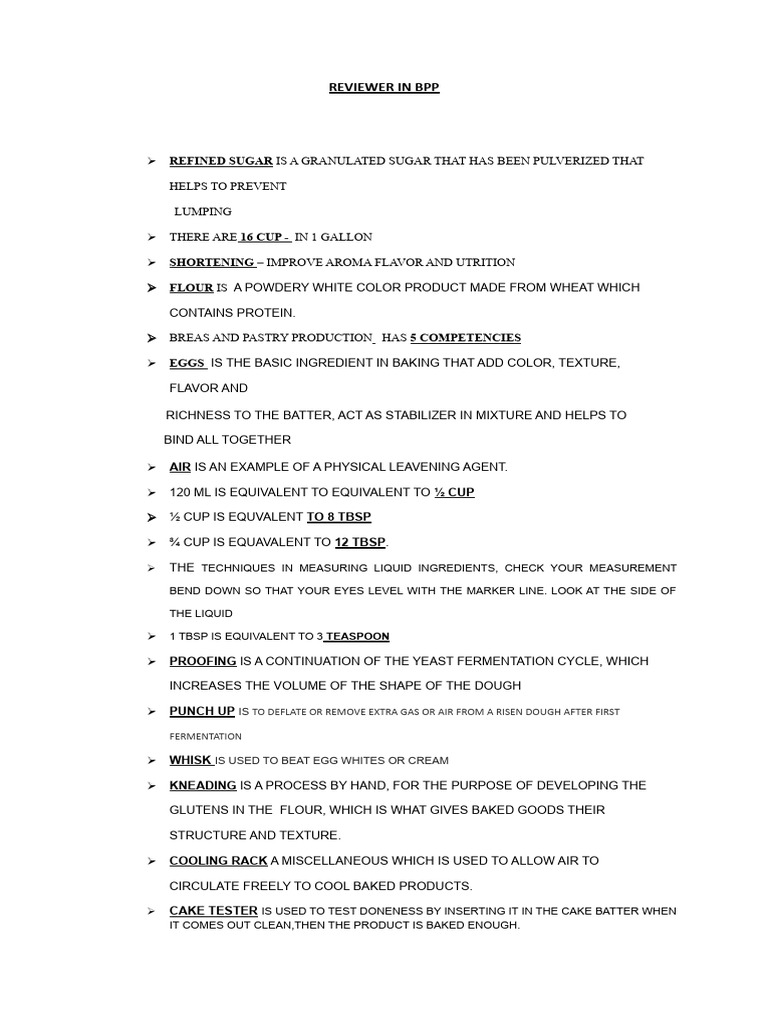 BPP Reviewer | Download Free PDF | Breads | Baking