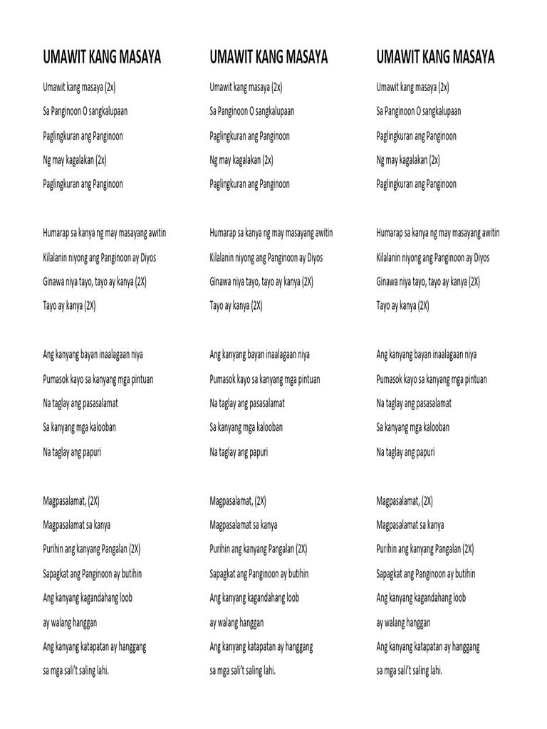 Umawit Kang Masaya | PDF
