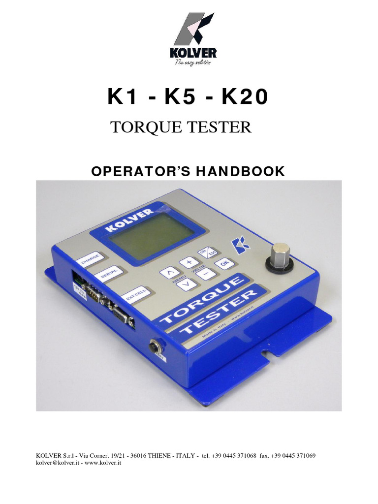 Manual Torque Testers Kolver | PDF | Reliability Engineering | Menu ...