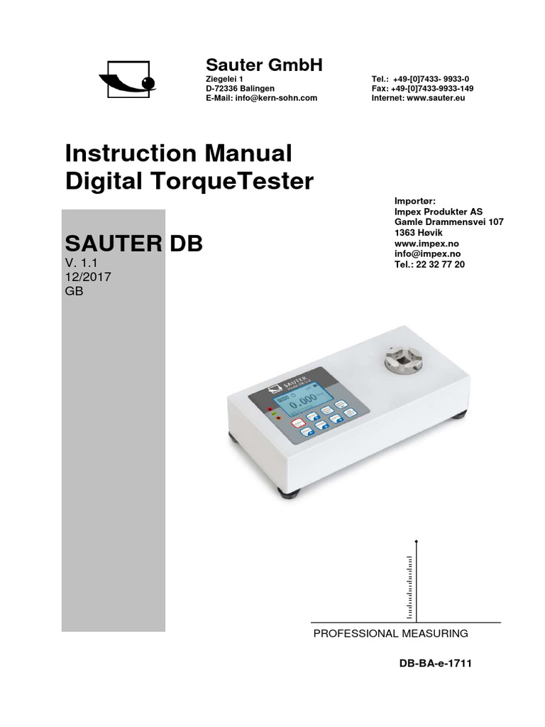 Sauter DB Manual | PDF | Rechargeable Battery | Manufactured Goods