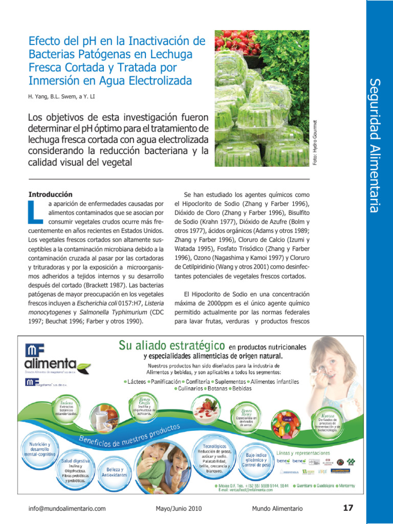Lechuga Electrolizada | PDF | Cloro | Las bacterias