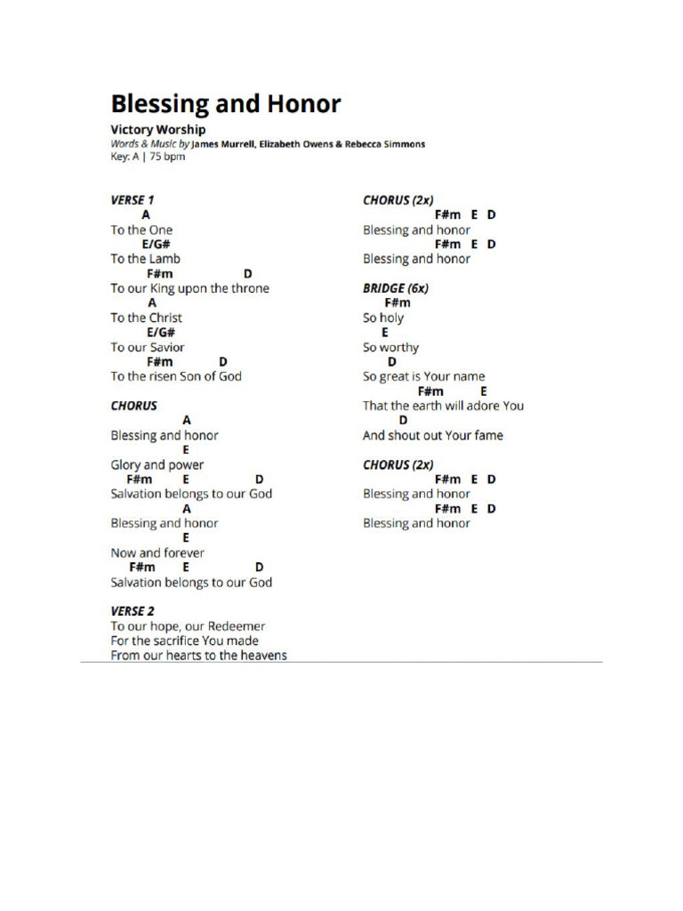 Blessing and Honor | PDF