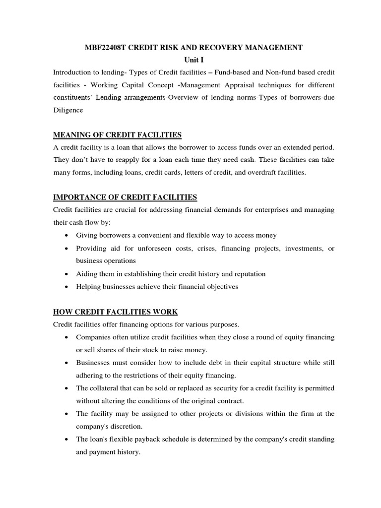 Full Notes MBF22408T Credit Risk and Recovery Management | PDF | Loans ...