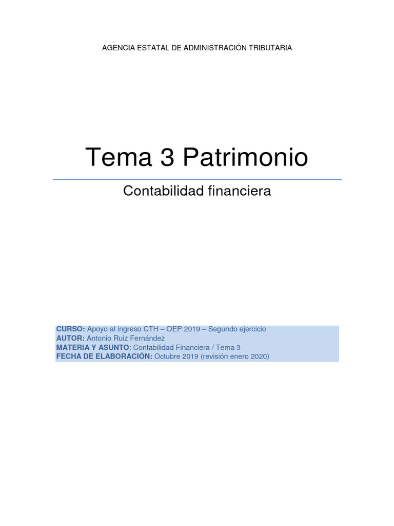 Tema 3 Patrimonio | PDF | Contabilidad | Business