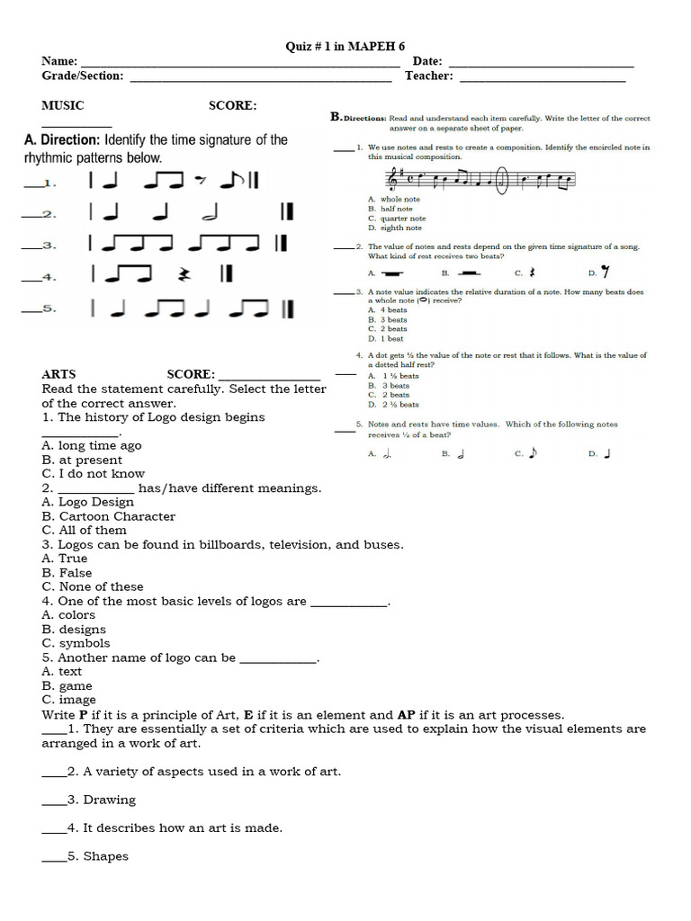 Mapeh 6 Quiz 1 Quarter 1 | Download Free PDF | Obesity | Overweight