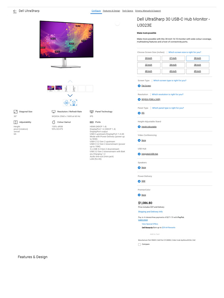 Dell UltraSharp30 Inch USB-C Hub Monitor (U3023E) _ Computer Monitors | PDF | Computer Monitor ...