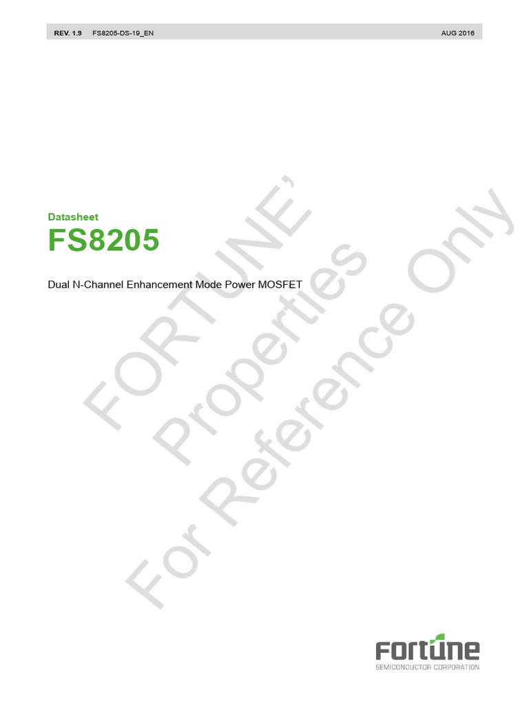 FS8205 DS 19 - en | PDF | Field Effect Transistor | Electronics
