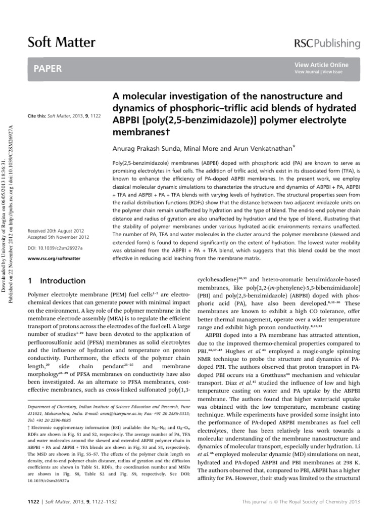 Soft Matter: Paper | PDF | Solvation | Polymers