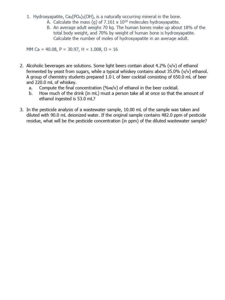 Problem Mole Concept | PDF | Science & Mathematics