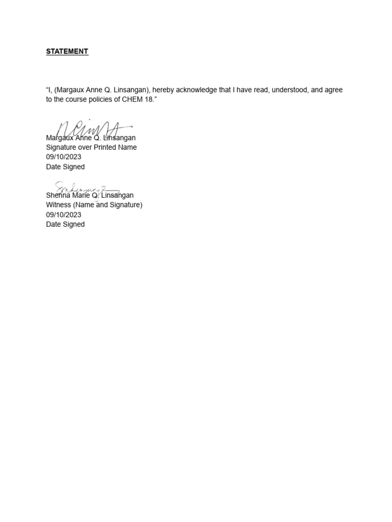 F Margaux Linsangan Statement | PDF
