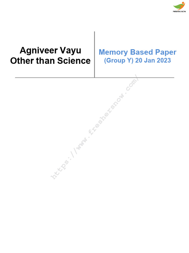 Agniveer Vayu Other Than Science Group Y 20 Jan 2023 Memory Based Paper ...