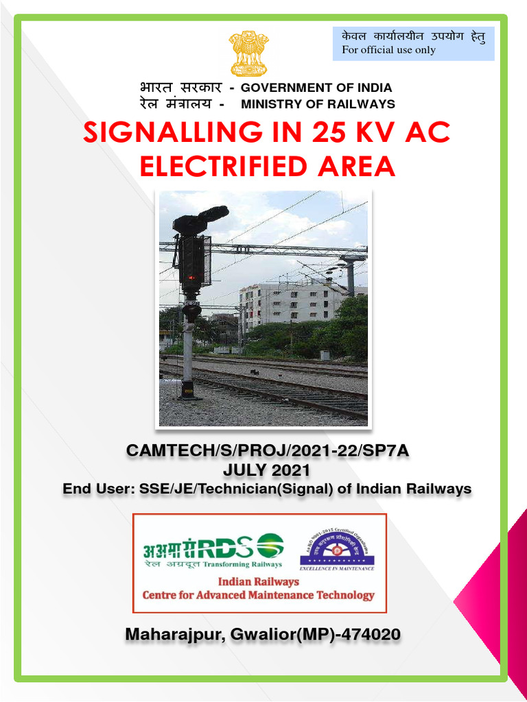 Pamphlet On Signalling in 25 KV AC Electrified Area | PDF | Alternating ...