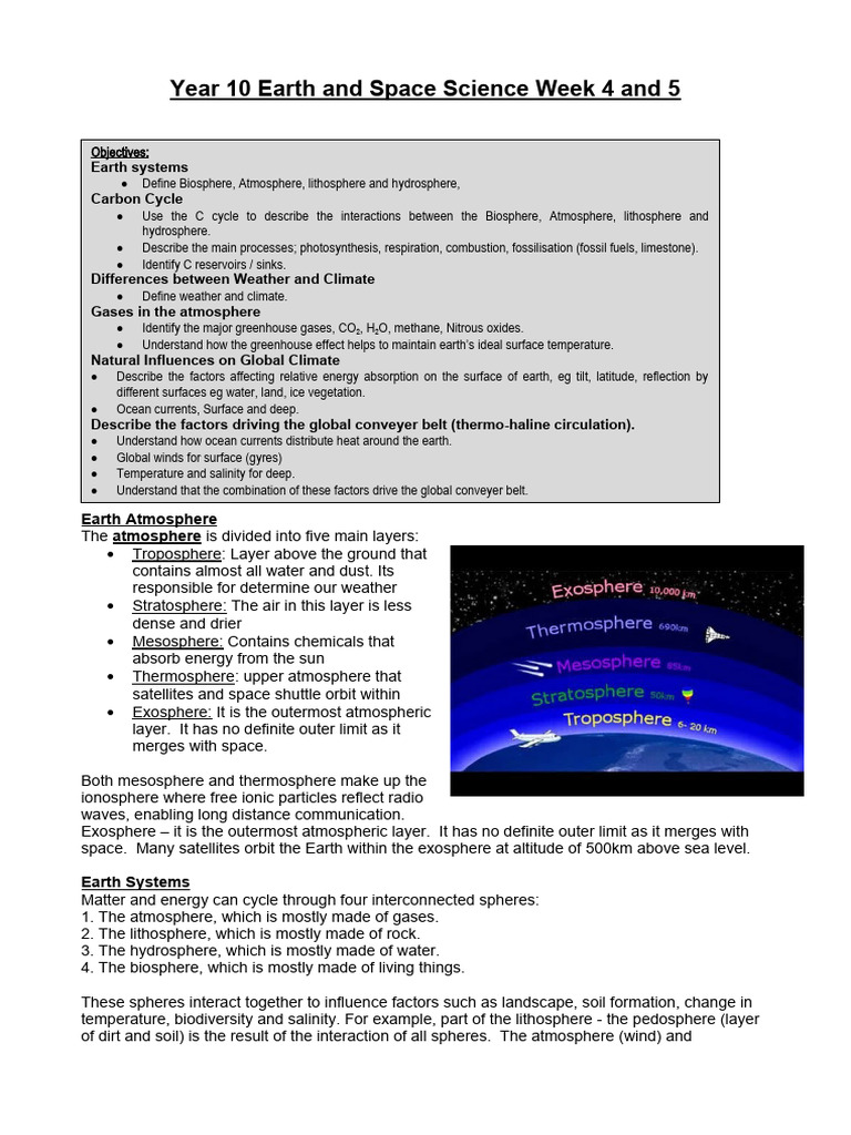 Year 10 Earth and Space Sciences Week 4 and 5 | Download Free PDF | Carbon Cycle | Atmosphere Of ...