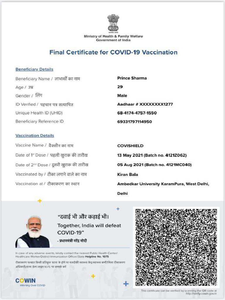 Vaccination Certificate Pdf