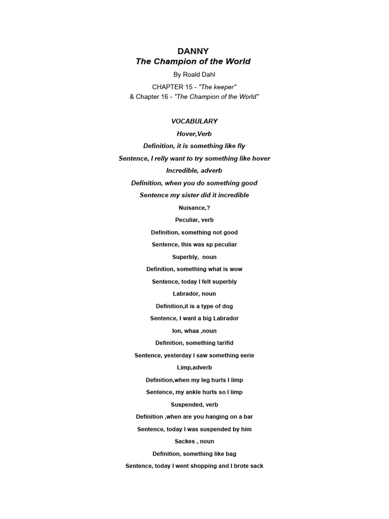 The Champion of The World: Danny | PDF