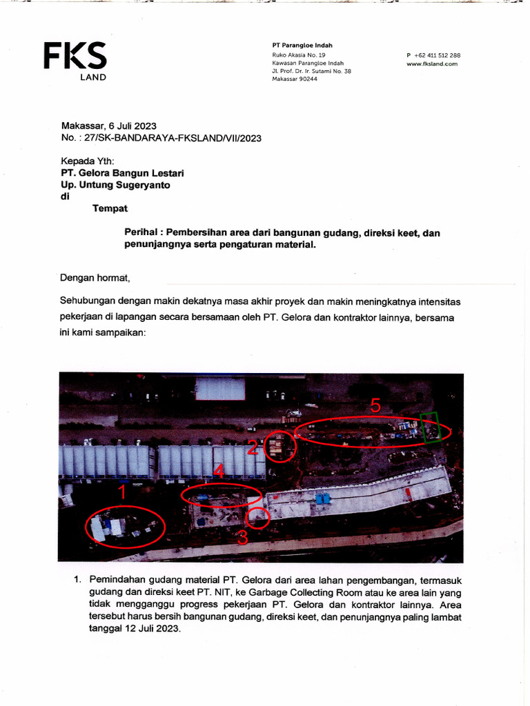 27.SK - Pembersihan Area Dari Bangunan Gudang, Direksi Keet, Dan ...