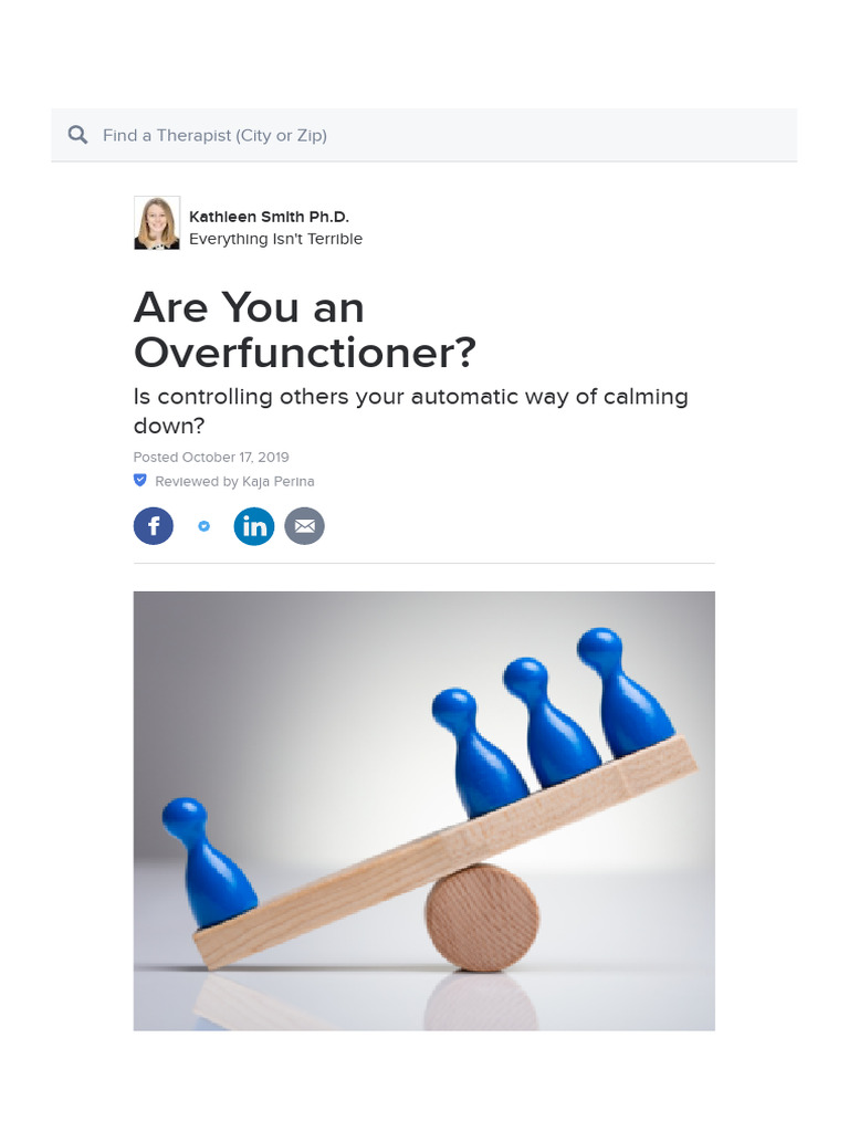 Are You An Overfunctioner? - Psychology Today | PDF | Anxiety | Psychology