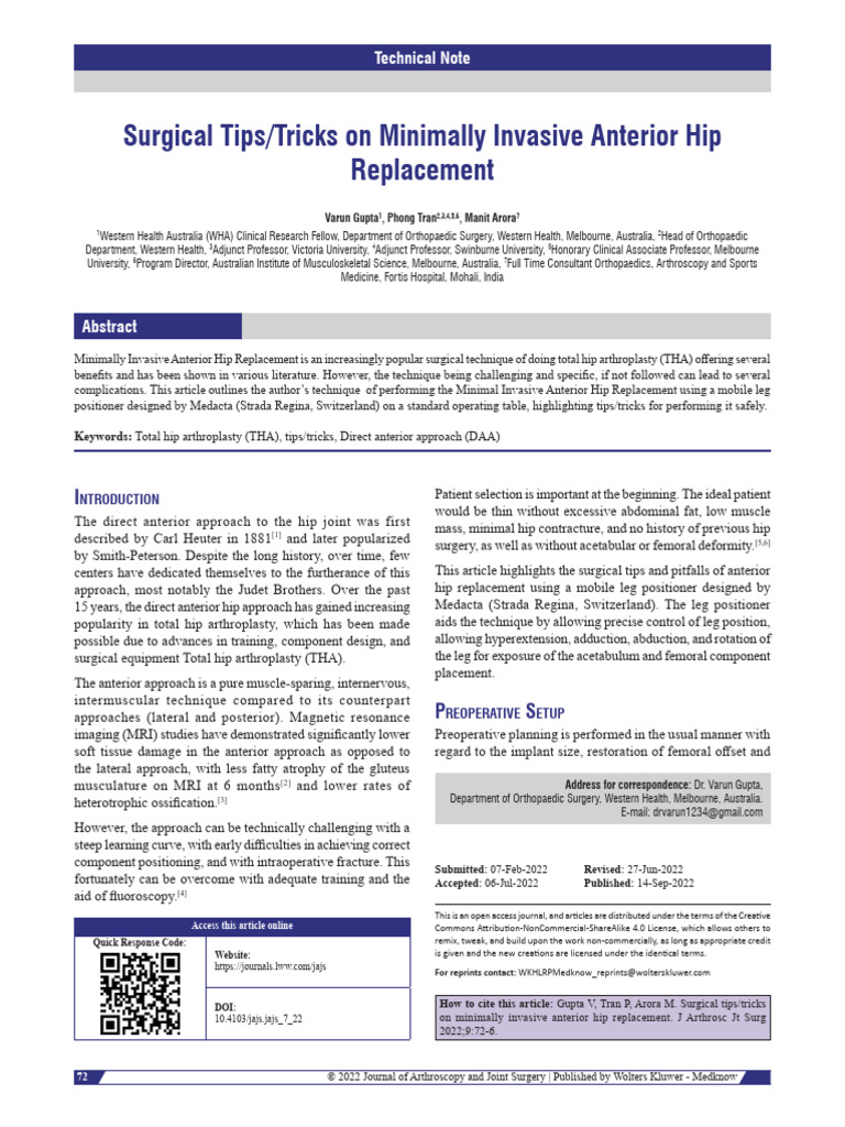Surgical Tips Tricks On Minimally Invasive.6 | PDF | Hip | Lower Limb ...