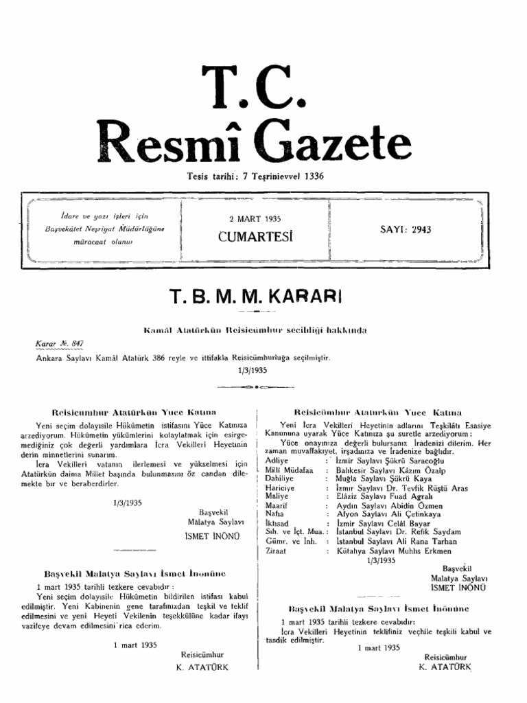 Esmî Gazete Aa Asaa: T. B. M. M. Karari | PDF
