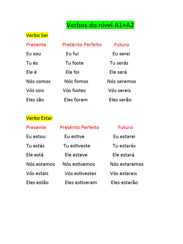 Verbos Pdf Linguística Conjugação Gramática