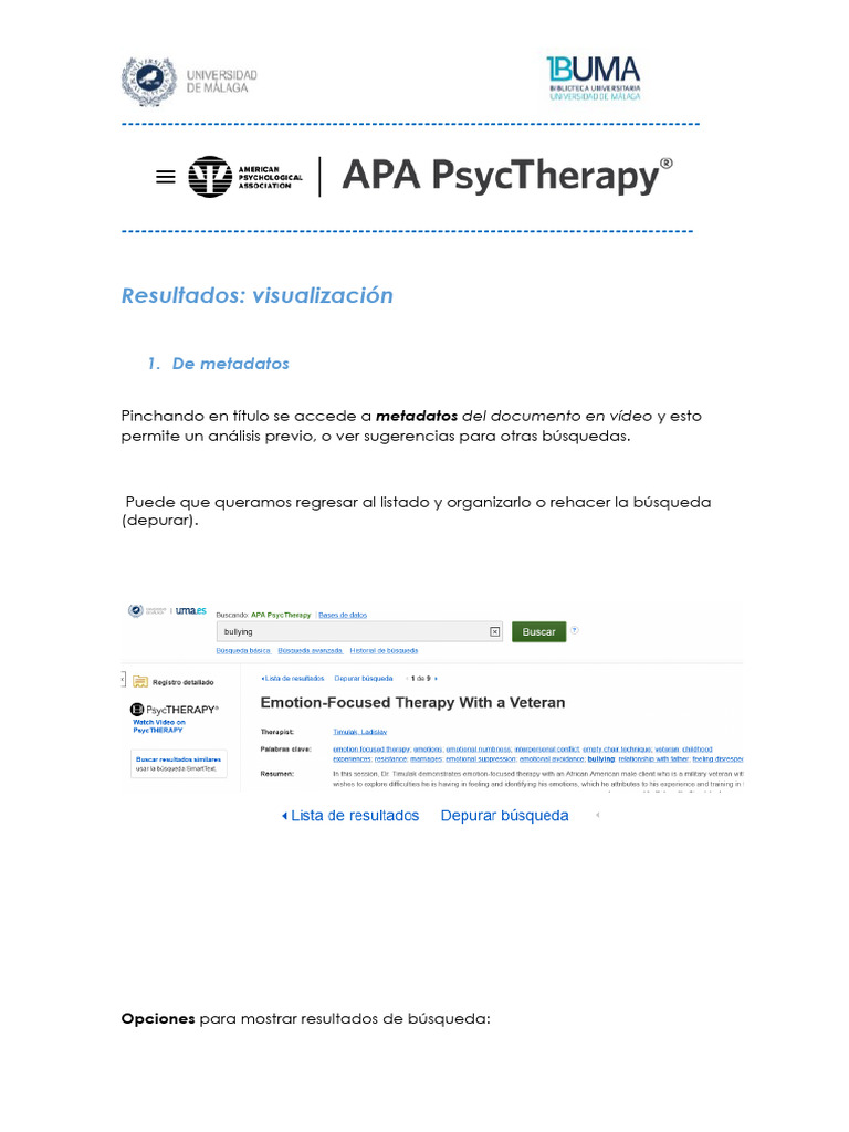 5 Resultados APA Psyctherapy | PDF | Metadatos | Informática