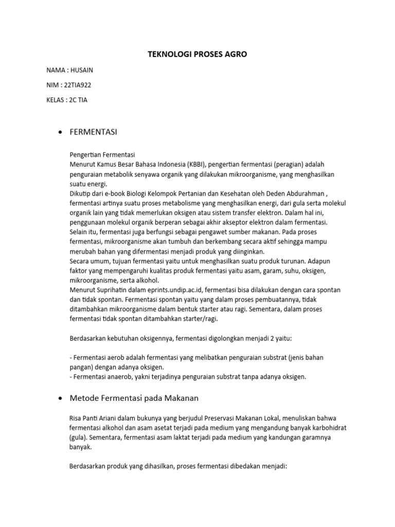 Teknologi Proses Agro | PDF