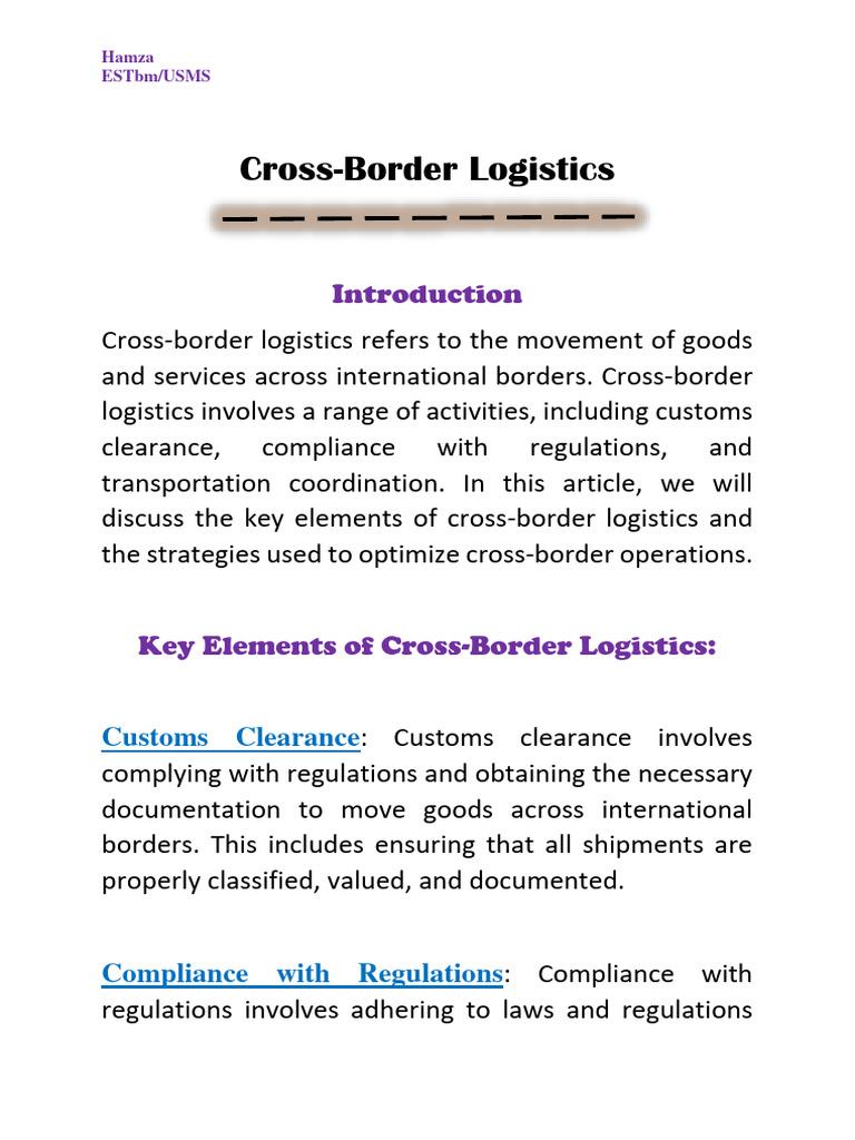 Cross-Border Logistics | PDF | Logistics | Customs