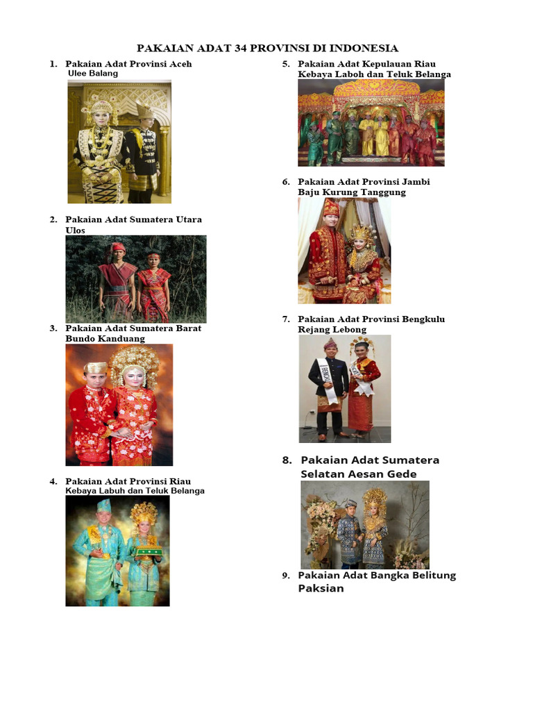 Pakaian Adat 34 Provinsi | PDF
