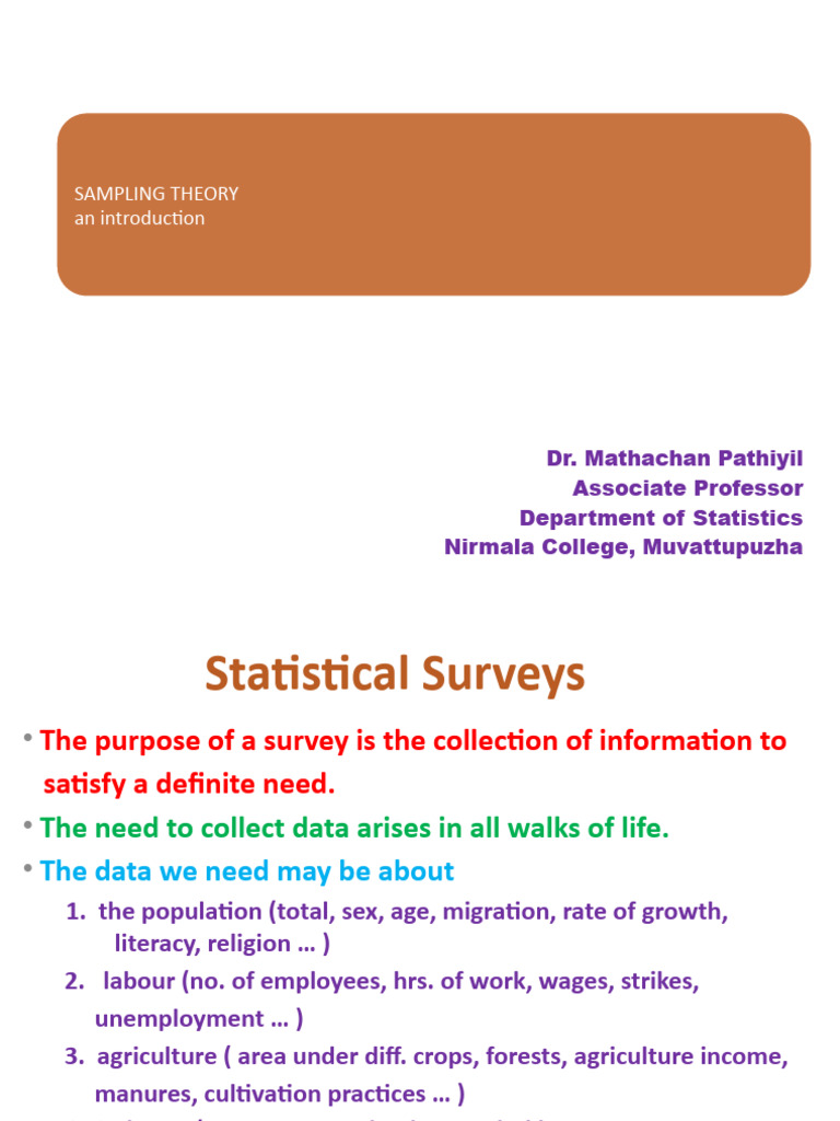 Sampling Theory PPT 1 1 | PDF | Sampling (Statistics) | Estimator
