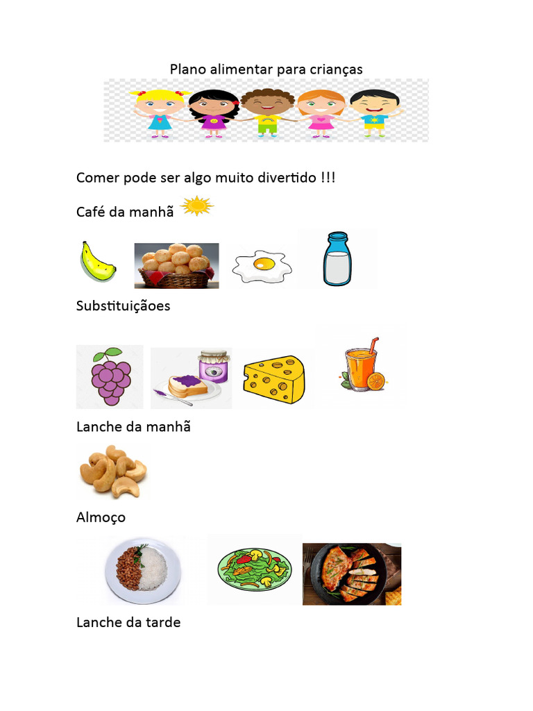 Plano alimentar para crianças | PDF
