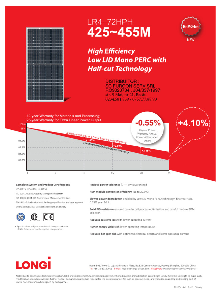 Panou LONGi 455W | PDF