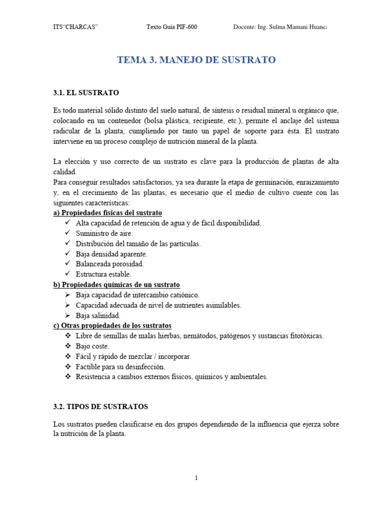 Manejo de Sustratos | PDF | Suelo | Agua