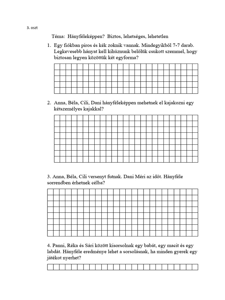 Feladatlap 3. Oszt | PDF