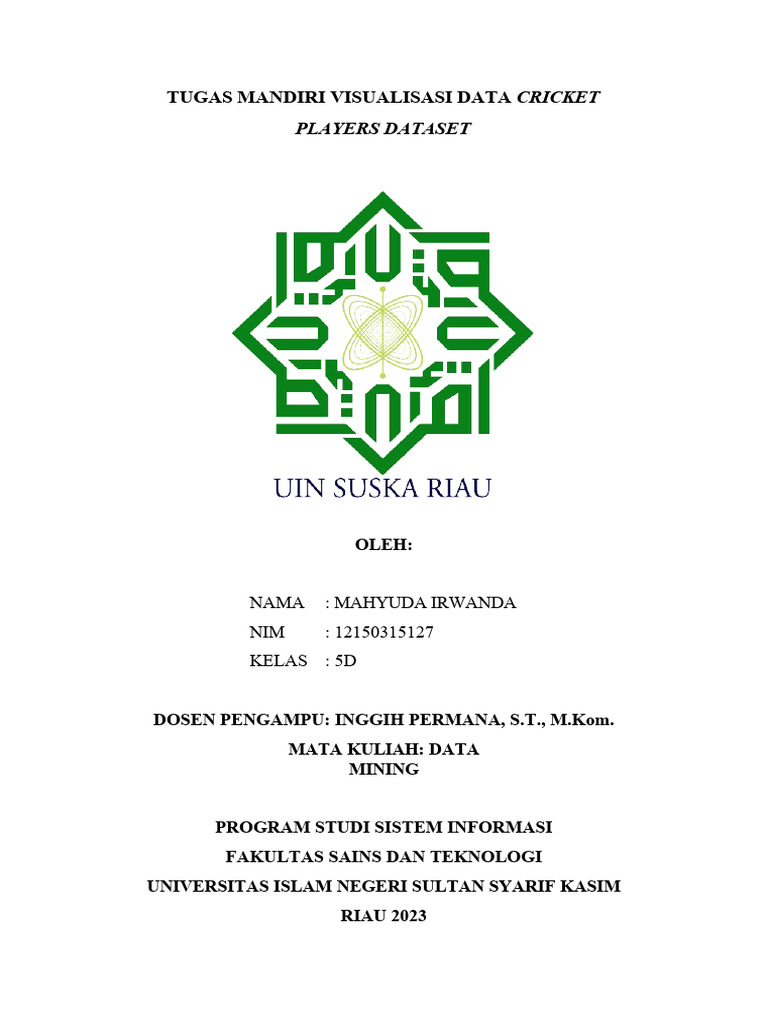 MAHYUDA IRWANDA (12150315127) - Tugas Mandiri 2 Data Mining | PDF