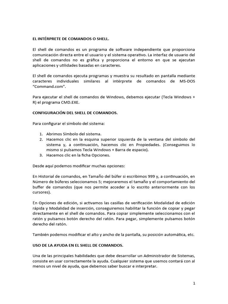 Práctica-El Intérprete de Comandos o Shell | Descargar gratis PDF ...