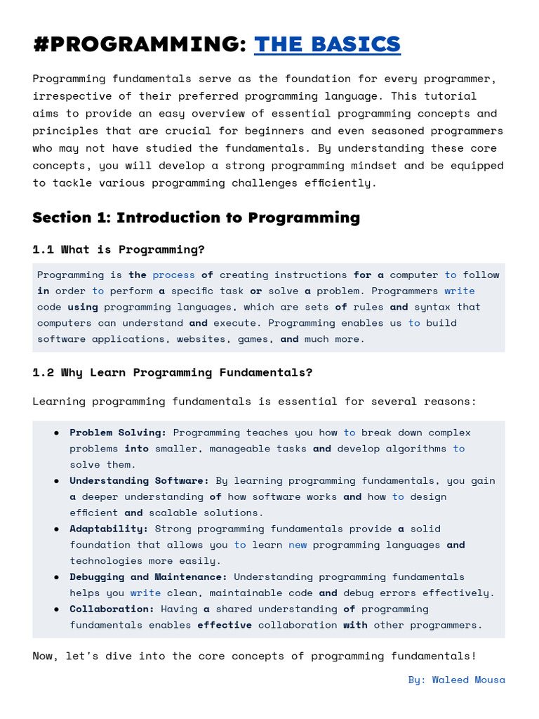Programming Fundamentals Pdf Parameter Computer Programming Class Computer Programming