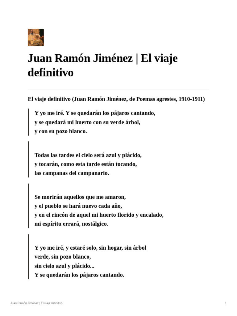 Juan Ramón Jiménez El Viaje Definitivo | PDF