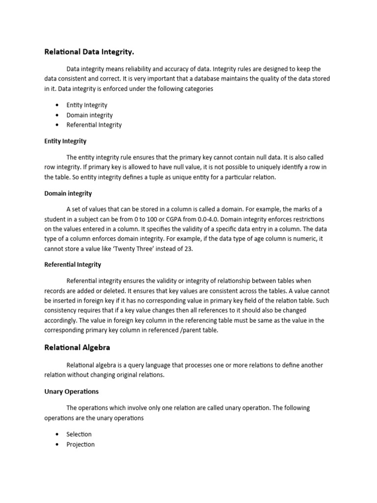Relational Algebra | PDF | Relational Database | Computing Relational Algebra | PDF | Relational Database | Computing