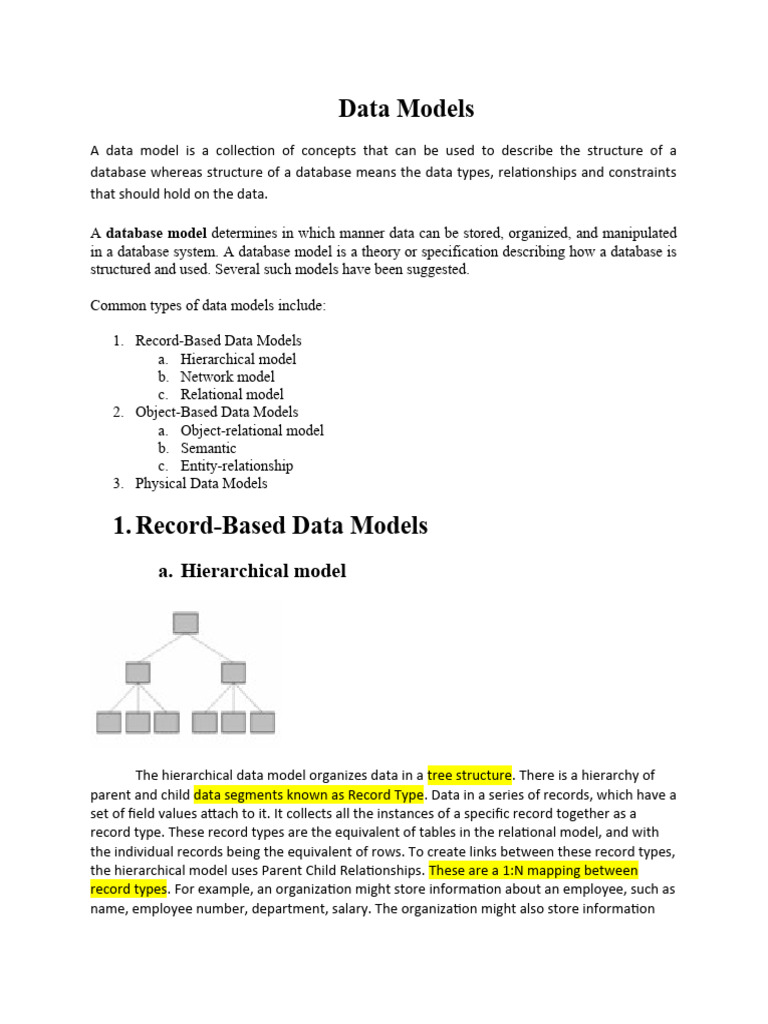 1. Data Models | PDF | Data Model | Relational Database