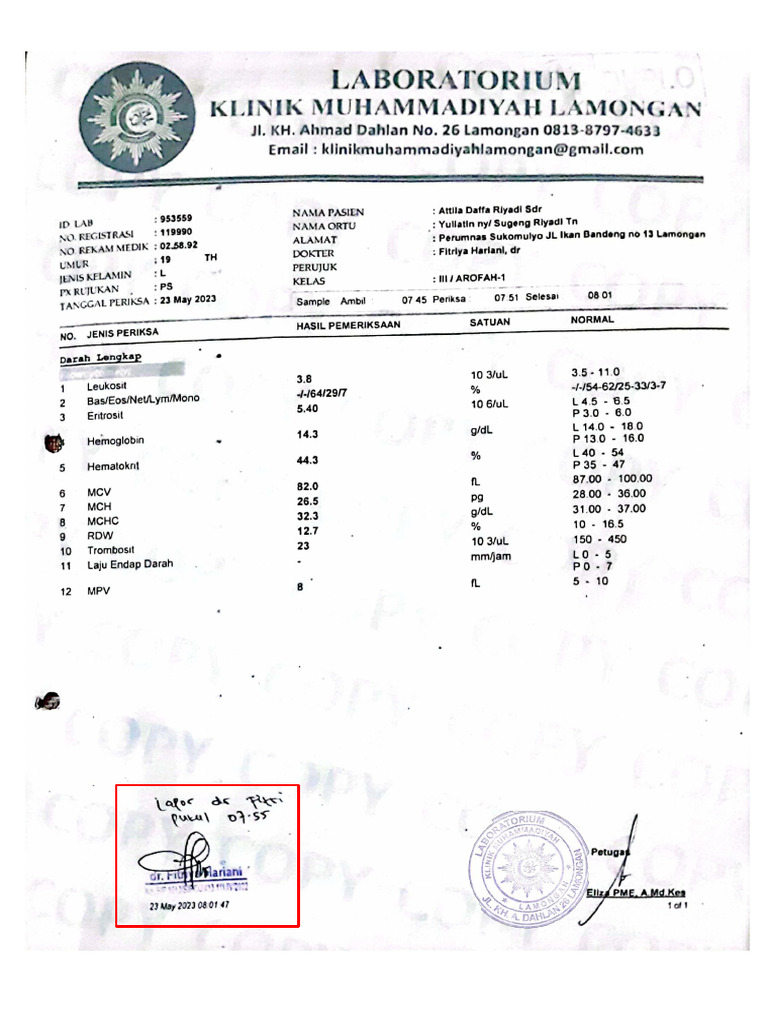 Bukti Pelaporan Hasil Laboratorium Kritis | PDF