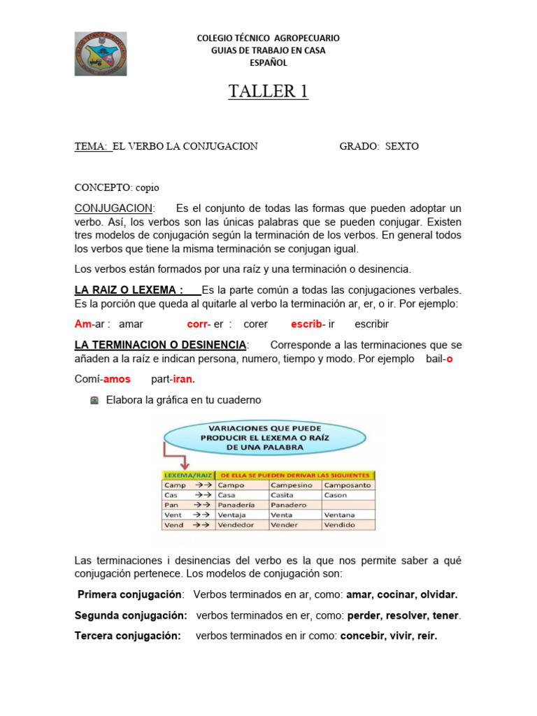 Guias Sexto Lenguaje | PDF | Verbo | Conjugación gramatical
