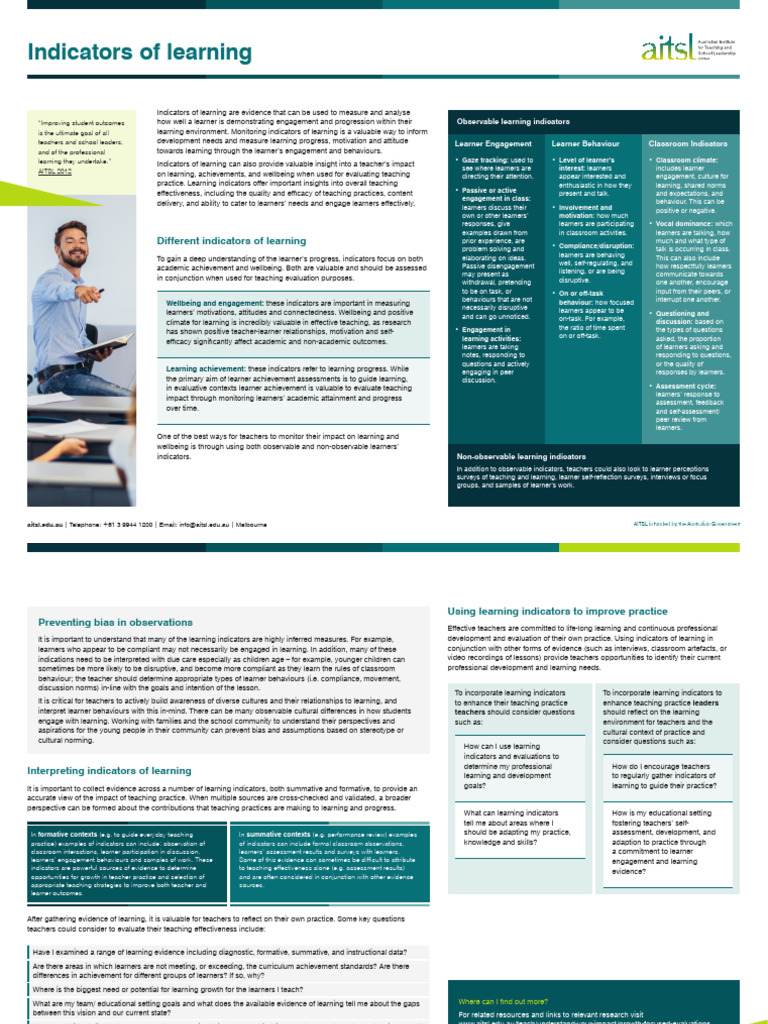 Indicators of Learning | PDF | Learning | Educational Assessment