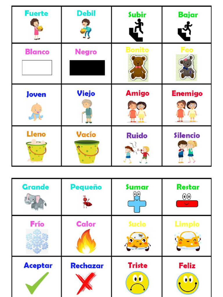 Memorama Homonimos, Sinonimos y Antonimos Nivel 2 | PDF